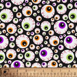 David Textiles HALLOWEEN EYEBALLS - 1YD PRECUTS